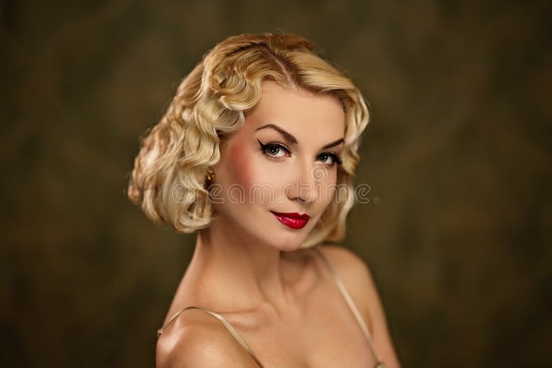 Lovely Woman Retro Portrait. Stock Image - Image of elegance ...