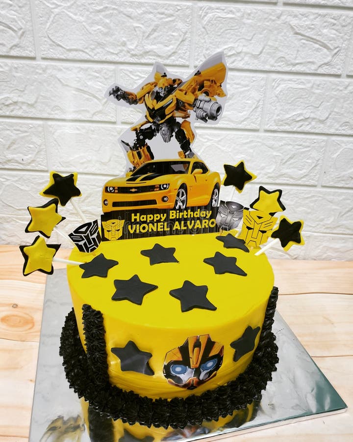Lovely Yellow Transformer Themed Cake Editorial Image - Image of yellow ...