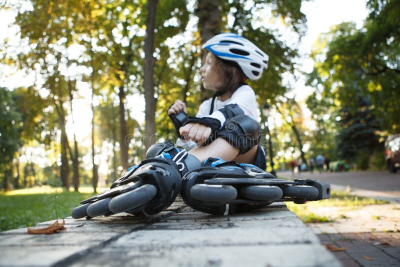 Lovely Young Boy Rollerblading in the Park Stock Image - Image of sport ...