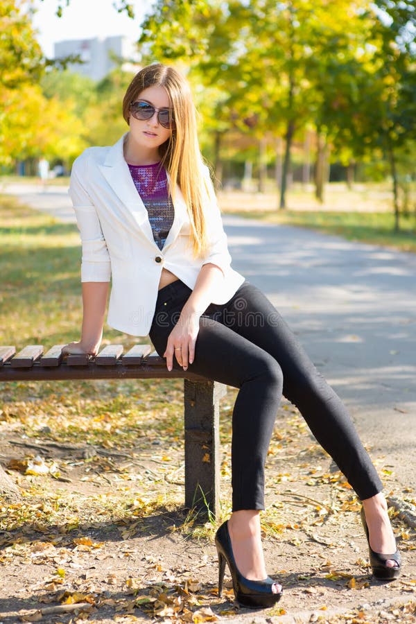 Young Woman In A Black Tight Fitting Body Suit Stock Image Image Of