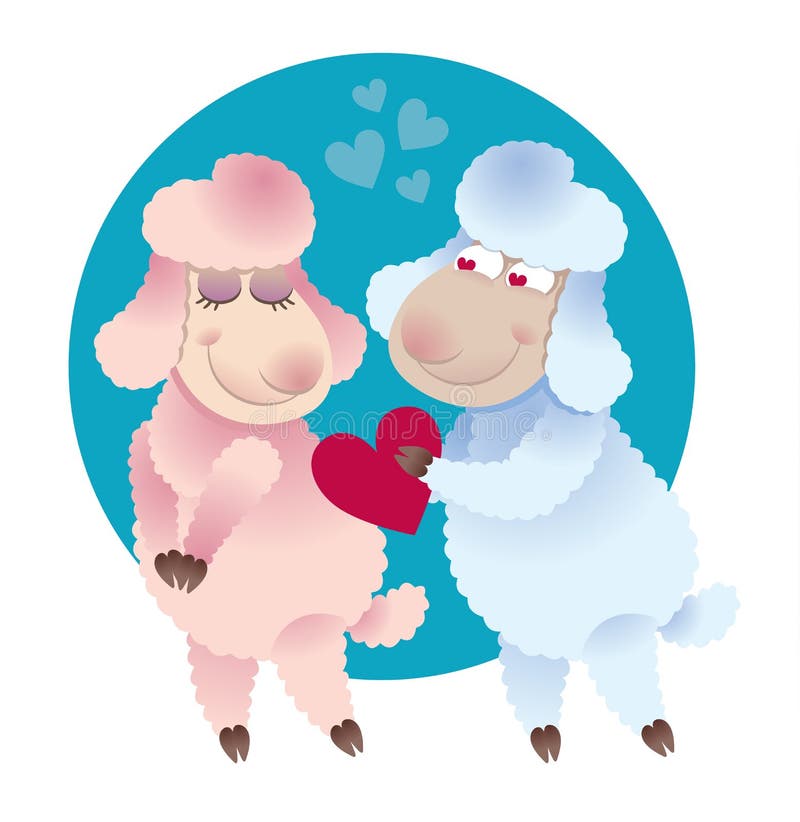 Couple Of Cartoon Sheep And Lamb With Color Stock Illustration ...