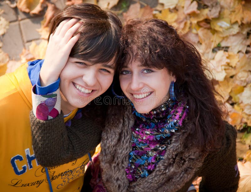 Lovers during autumn stock image. Image of love, romance - 26892961