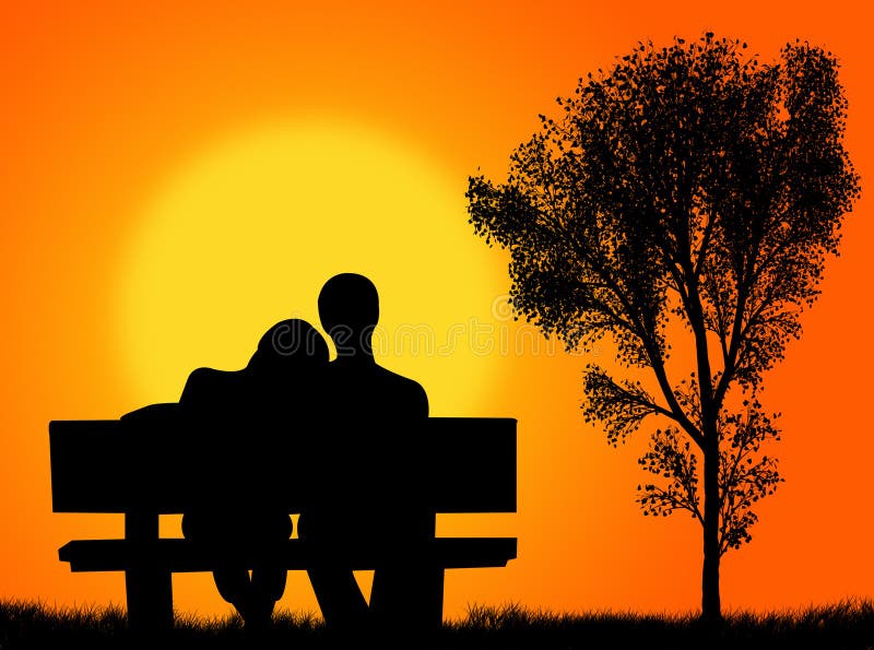 Lovers On The Bench Stock Illustration Illustration Of Cupid 8310077