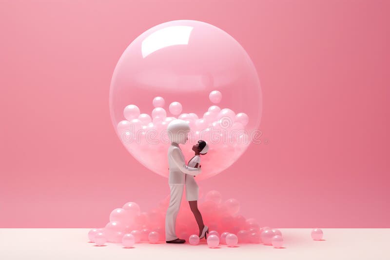 Lovers Embracing in a Bubble Stock Image - Image of kiss, anniversary ...