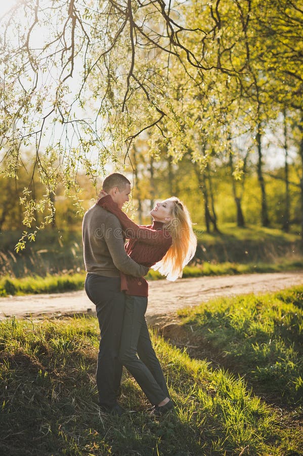 Lovers in the Forest in the Setting Sun 1404. Stock Image - Image of ...