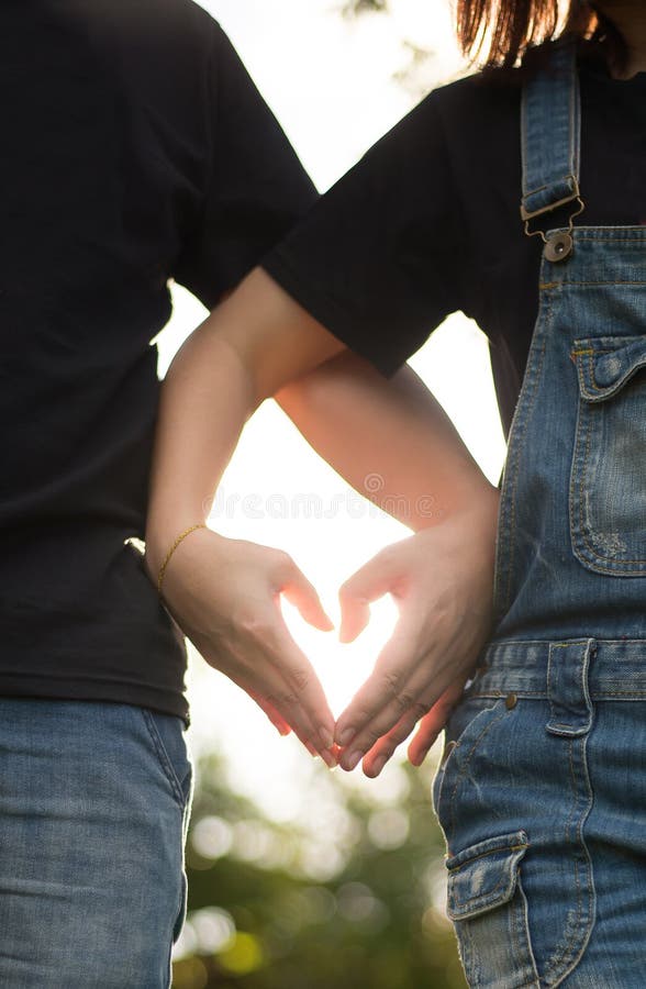 Lovers Hands Makein Heart Shape Stock Image - Image of lovers, symbol ...