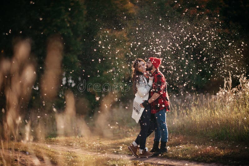 Lovers hugging in nature stock photo. Image of bright - 67355968