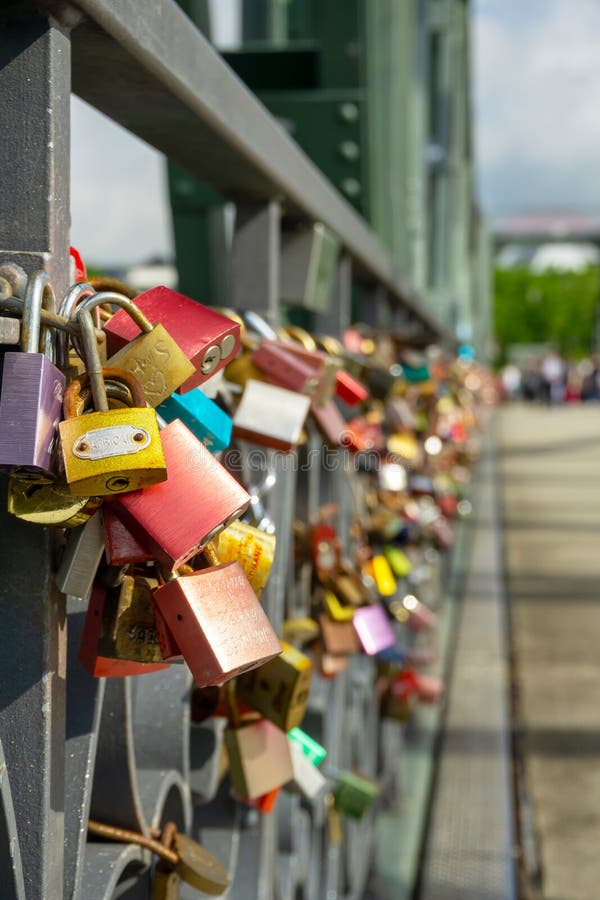 Lovers locks on bridge stock image. Image of agreement - 238475457