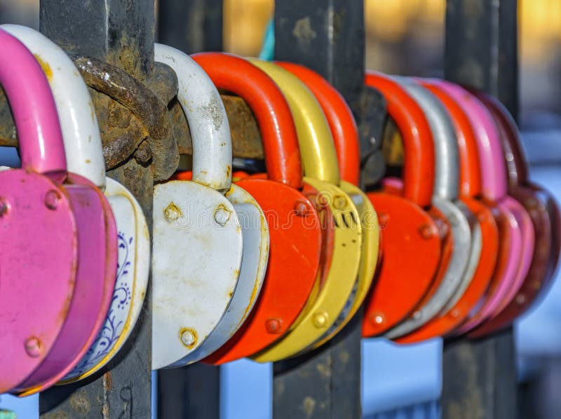 Lovers Locks on the Pole of the Bridge and Key Thrown into the River ...