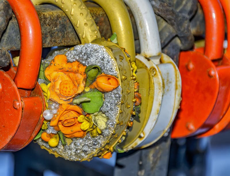 Lovers Locks on the Pole of the Bridge and Key Thrown into the River ...