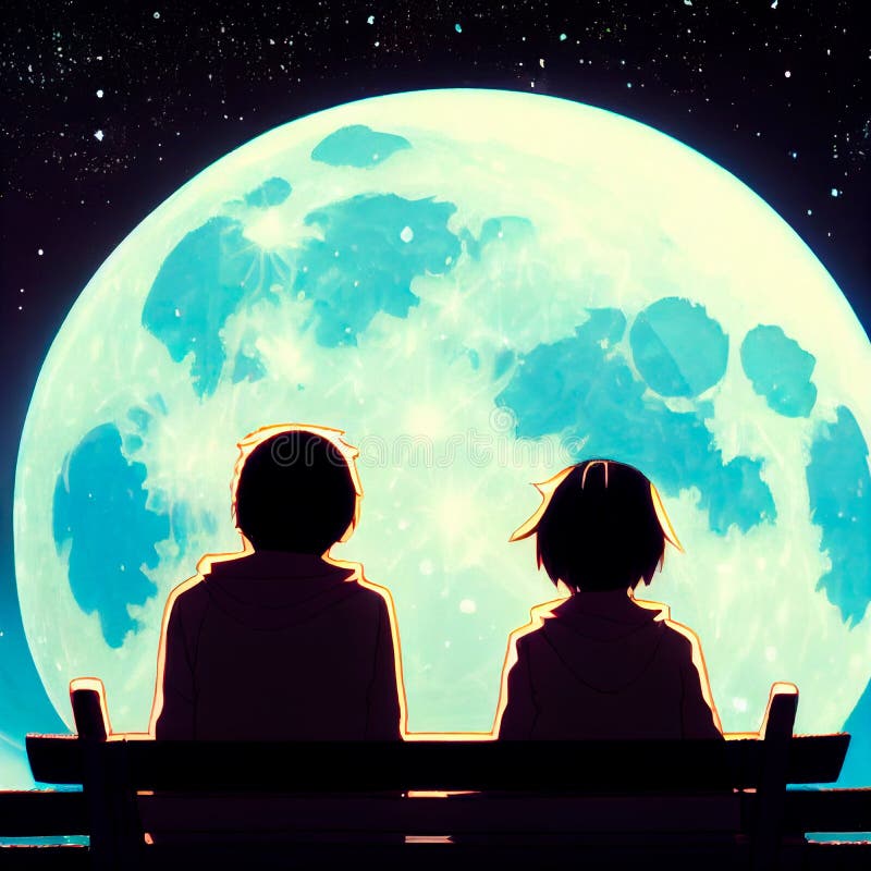 Anime Girl Looking At The Moon