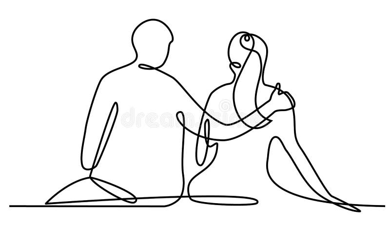 Lovers One Line Drawing Art Stock Vector - Illustration of calligraphy ...