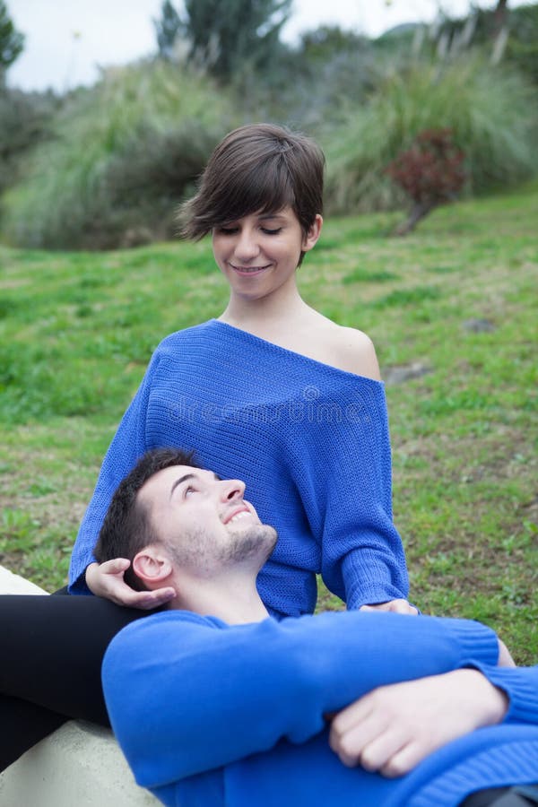 Lovers in a Park during the Sunset on City Stock Photo - Image of city ...