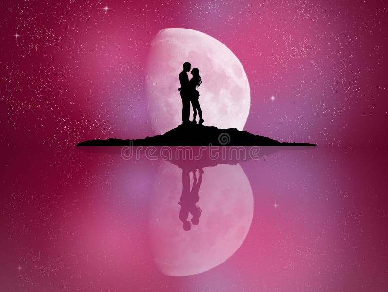 Lovers in the Moonlight stock vector. Illustration of beloved - 29956217