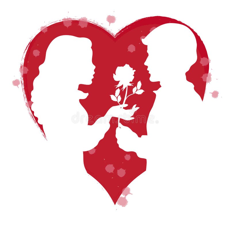 Lovers silhouettes stock vector. Illustration of white - 91001421