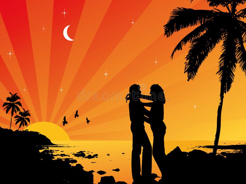 Two lovers on the beach stock vector. Illustration of kiss - 17879087