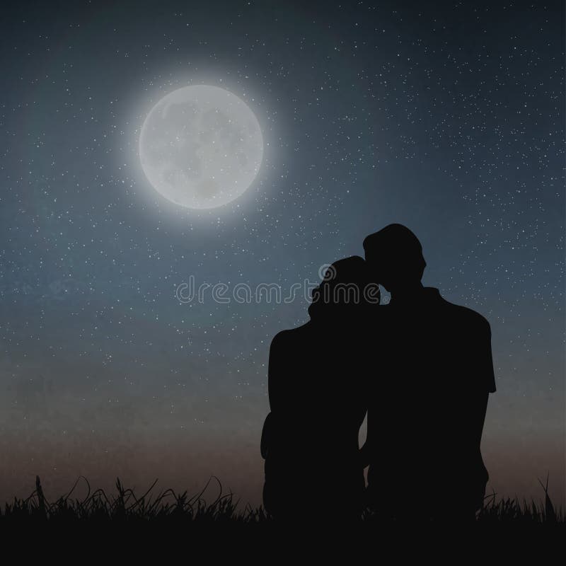 Moonlight Lovers stock vector. Illustration of romance, holidays - 49923