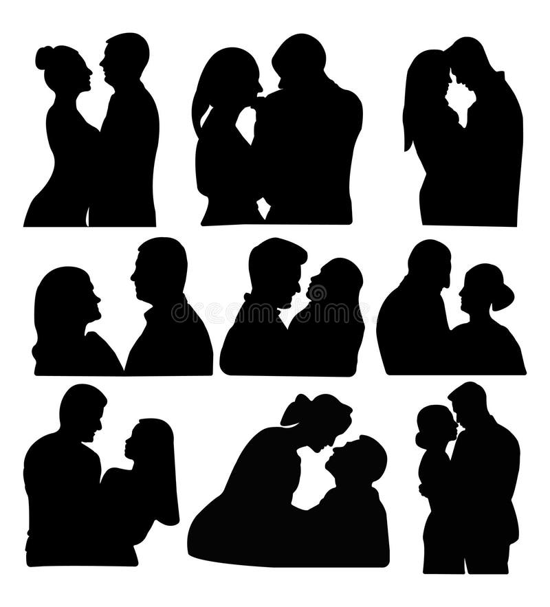 Lovers Vector Black Silhouette Art Stock Vector - Illustration of ...