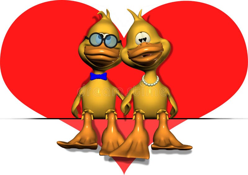 Ducks couple in love. stock illustration. Illustration of card - 15954910