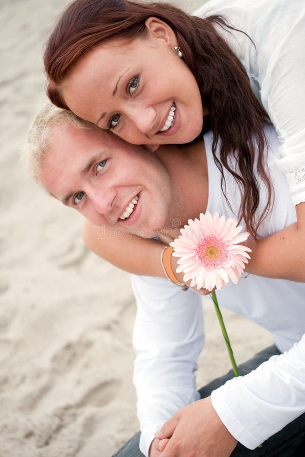 Loving Couple Having Fun on the Beach Stock Photo - Image of happy ...