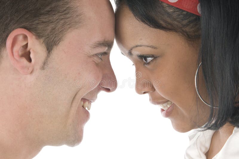 Loving Couple Having Fun Head To Head Stock Image - Image of friend ...