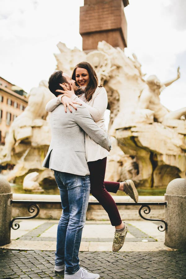 Loving Couple Having Fun in Rome, Italy Stock Image - Image of ...