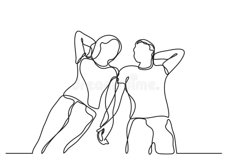 Loving Couple Standing - Continuous Line Drawing Stock Vector ...