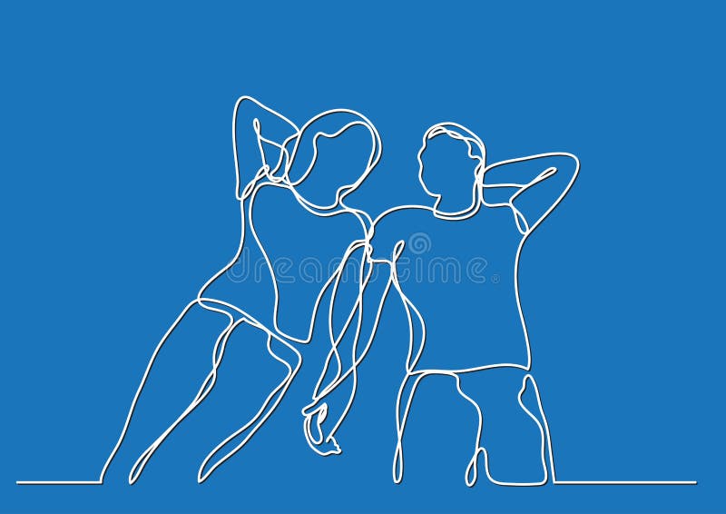 Loving Couple Standing - Continuous Line Drawing Stock Vector ...