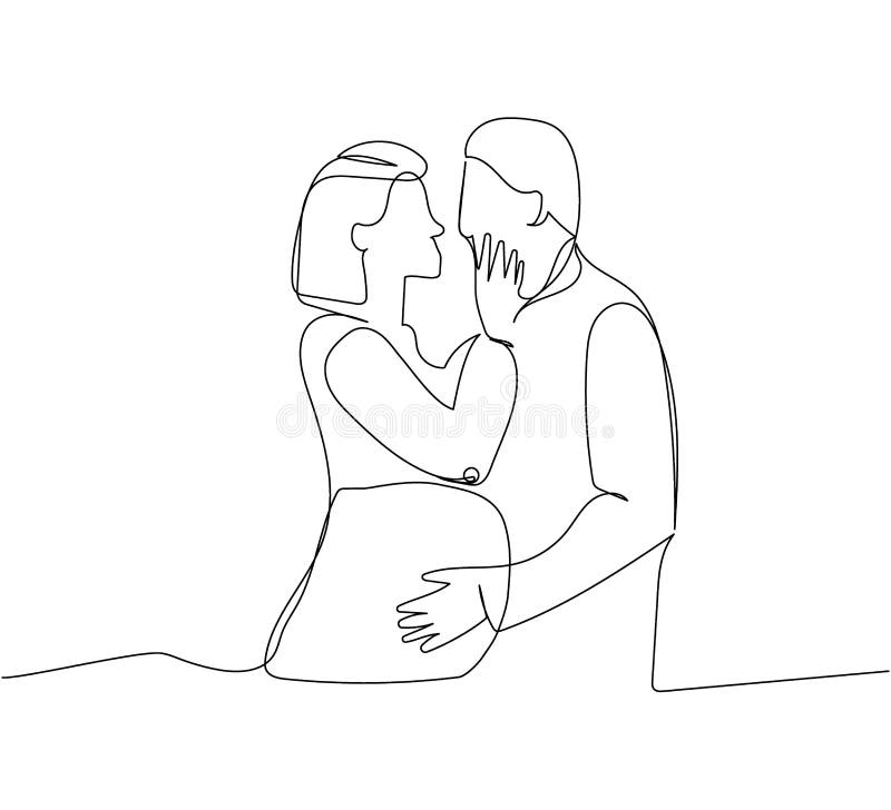 Loving Couple Hugging, Spouses, Pregnant Woman One Line Art. Continuous ... Loving Couple Hugging, Spouses, Pregnant Woman One Line Art. Continuous ...