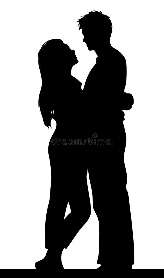 Loving couple silhouette stock vector. Illustration of relationship ...