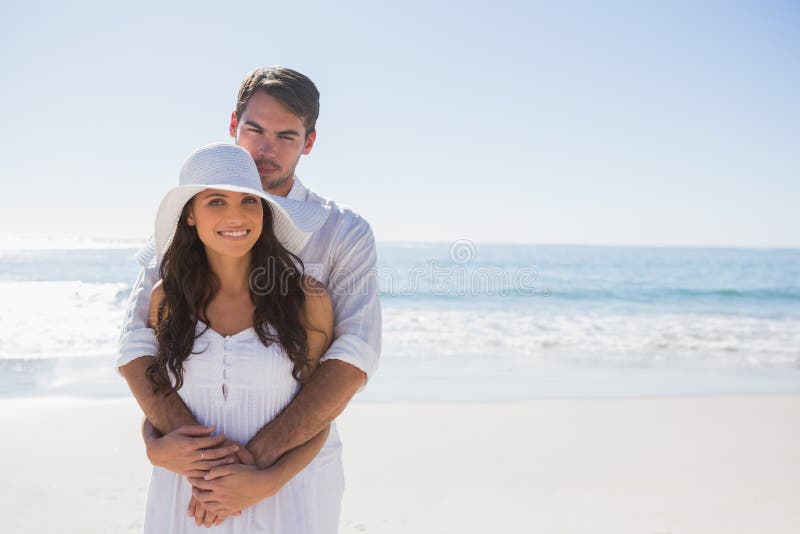 Loving Couple Smiling at the Camera Stock Image - Image of beach, long ...