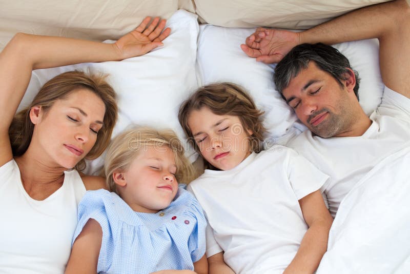 Loving Family Sleeping Together Stock Image - Image of daughter, love ...