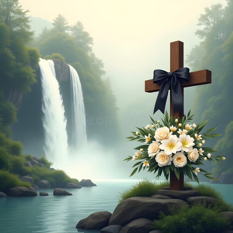 In Loving Memory Background Composition with Flowers Stock Illustration ...