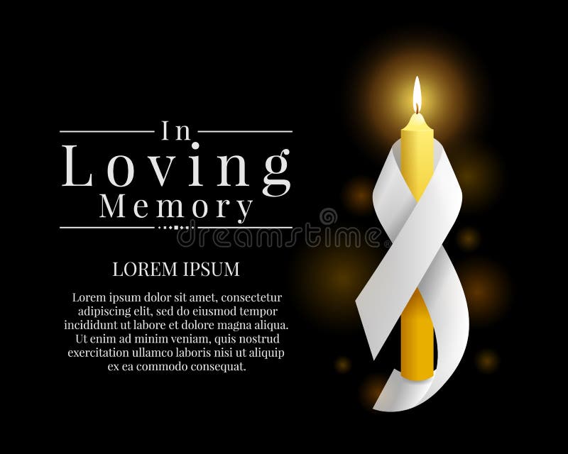 In Loving Memory Text and Candle Light with White Ribbon Roll Around on ... In Loving Memory Text and Candle Light with White Ribbon Roll Around on ...