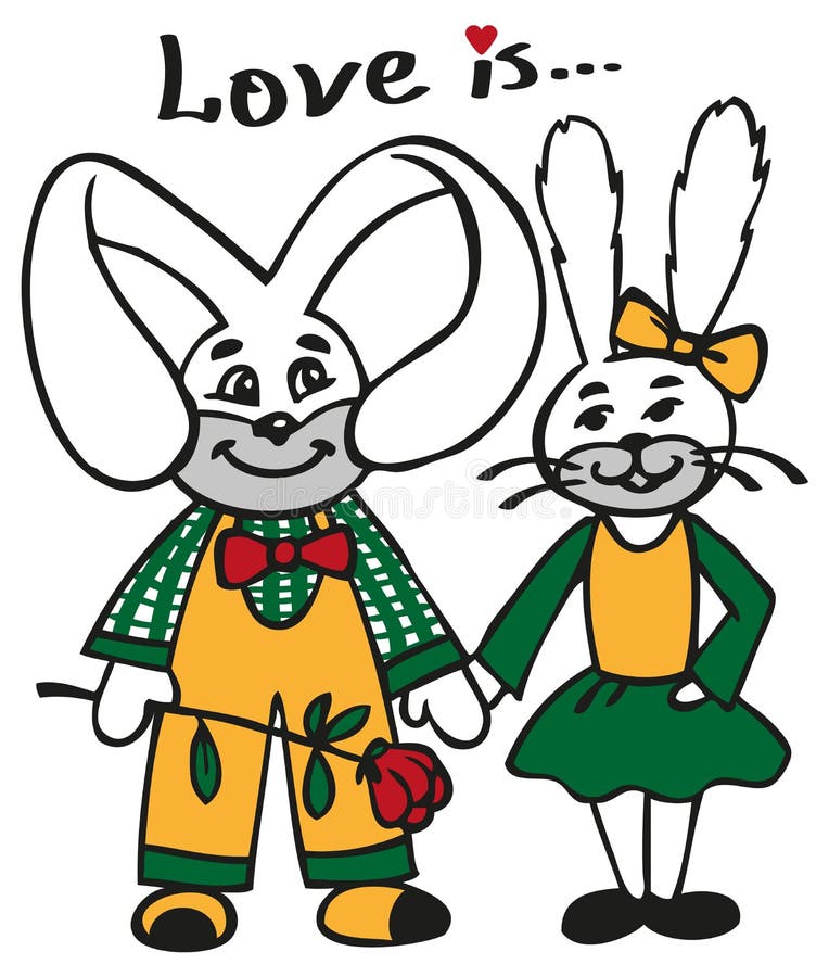Lovers Rabbits stock vector. Illustration of painting - 41893787