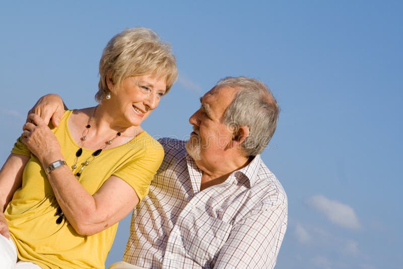 Happy Elderly Couple on Vacation Stock Image - Image of seniors, smile ...