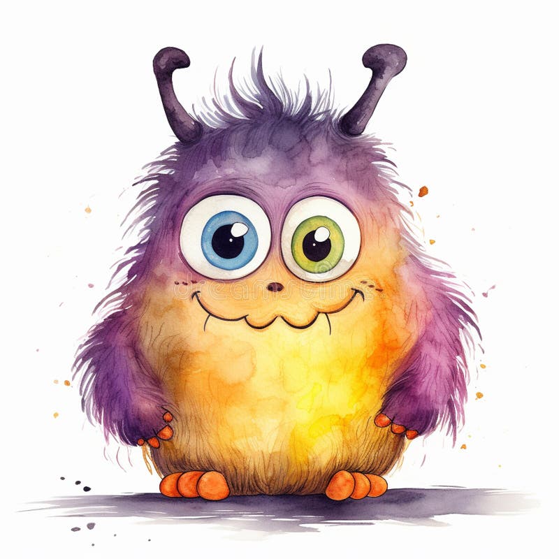 Loving Watercolor Monster Embraces All that is Good Stock Illustration ...