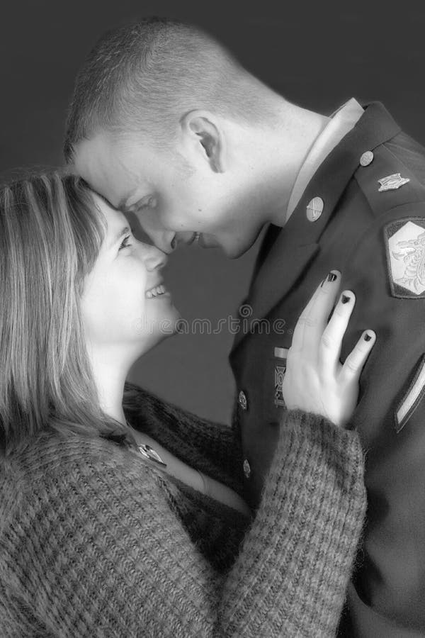 Happy Military Couple Embrace Stock Image - Image of forces, husband ...