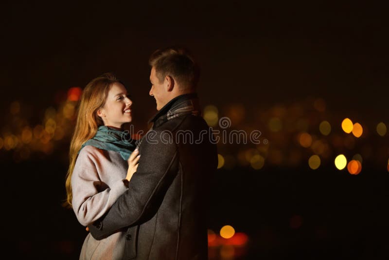 Loving Young Couple on Romantic Date at Night Stock Image - Image of ...