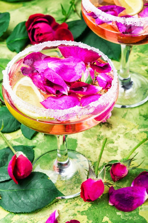 Low Alcohol Cocktail with Rose Stock Image - Image of glass, alcoholic ...