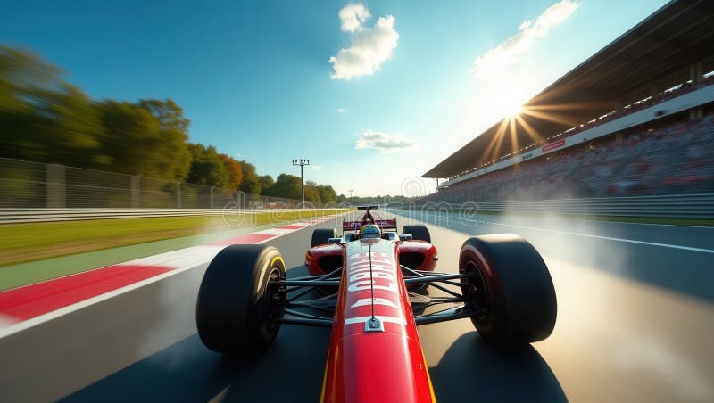 A Low-angle, Aerial View of a Sleek, Open-wheel Formula One Race Car ...