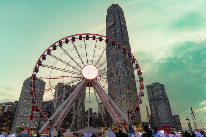 Low Angle of the AIA Observation Wheel in Central Waterfront Hong Kong ...