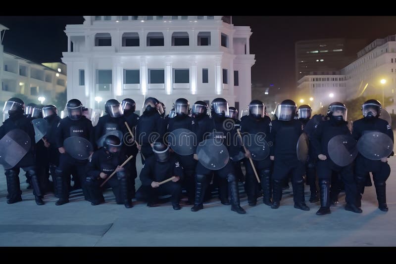 Low Angle of Anonymous Police Soldiers in Protective Uniforms and ...