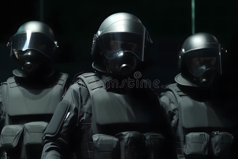 Low Angle of Anonymous Police Soldiers in Protective Uniforms and ...