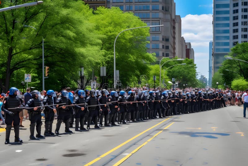 Low Angle of Anonymous Police Soldiers in Protective Uniforms and ...