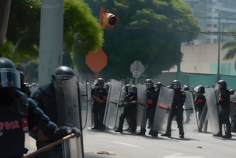 Low Angle of Anonymous Police Soldiers in Protective Uniforms and ...