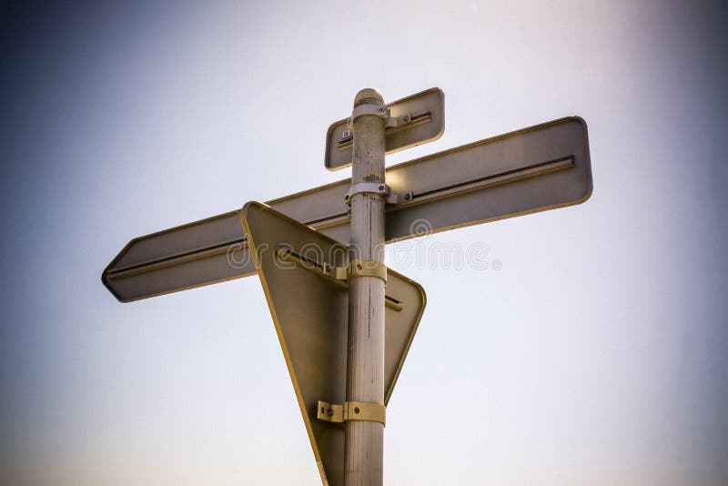 Low Angle Back View of French Road Signs Stock Image - Image of icon ...
