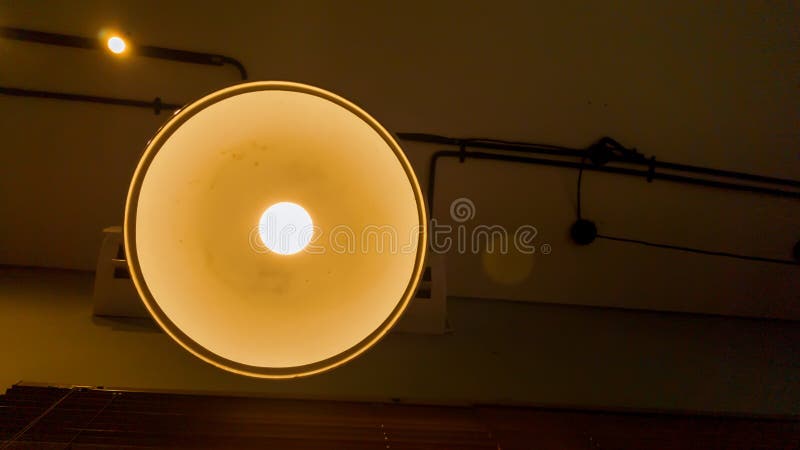 Low Angle Bottom View of Hanging Lamp in Cafe Room Stock Image - Image ...