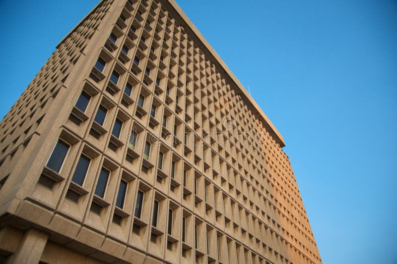 Low Angle of a Building with Cloudless Blue Sky on the Background ...