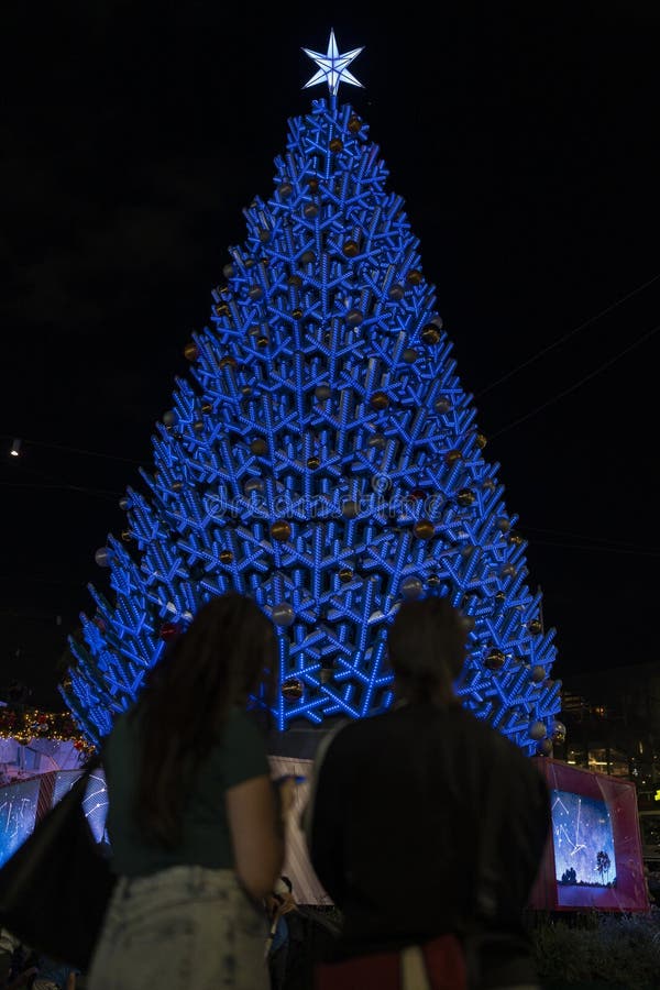 Low Angle of Christmas Tree at Federation Square, Melbourne Editorial ...